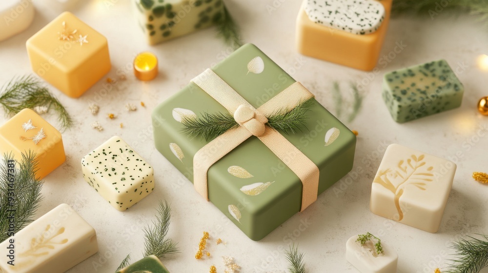 Colorful handmade soap bars wrapped as gifts. Perfect for eco-friendly ...