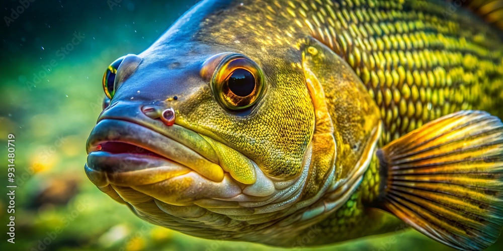 intense close-up macro smallmouth bass detail vibrant color pattern ...