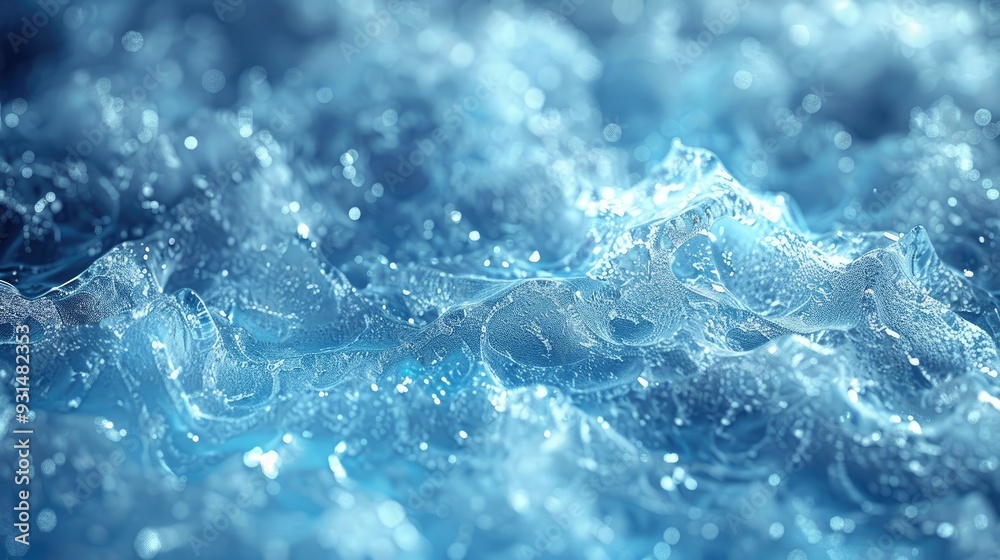 Abstract natural ice texture. Freezy ice surface. Blue backdrop with ...