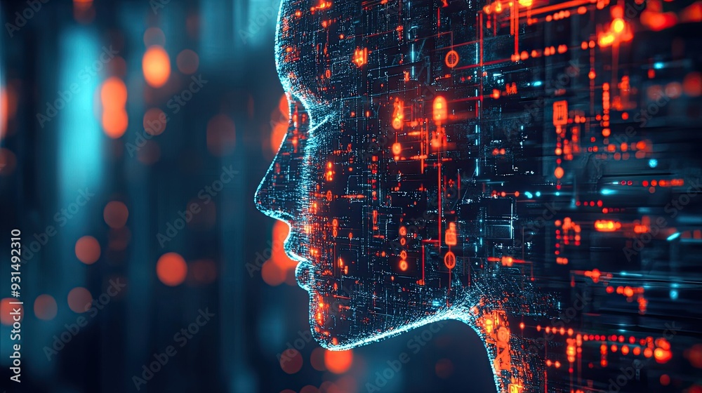 Conceptual image of machine learning, designed with futuristic ...