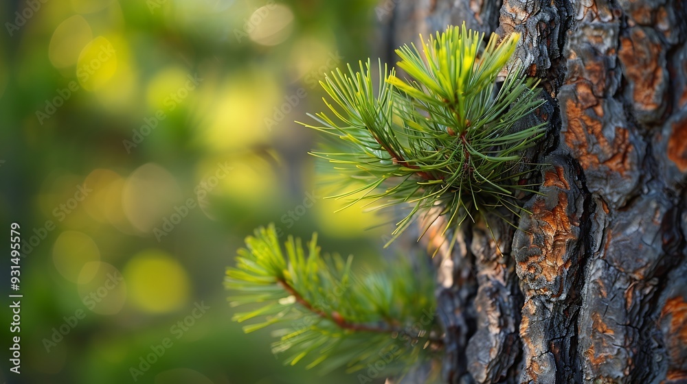 Japanese red pine Pinus densiflora It is characterized by its red bark ...
