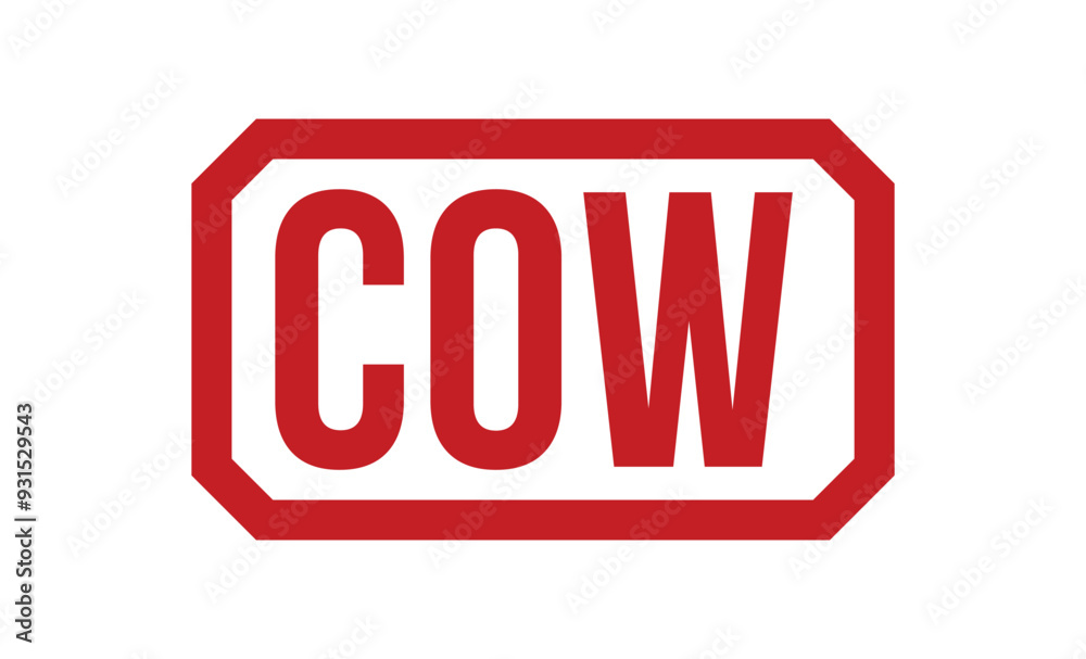 COW stamp red rubber stamp on white background. COW stamp sign. COW ...