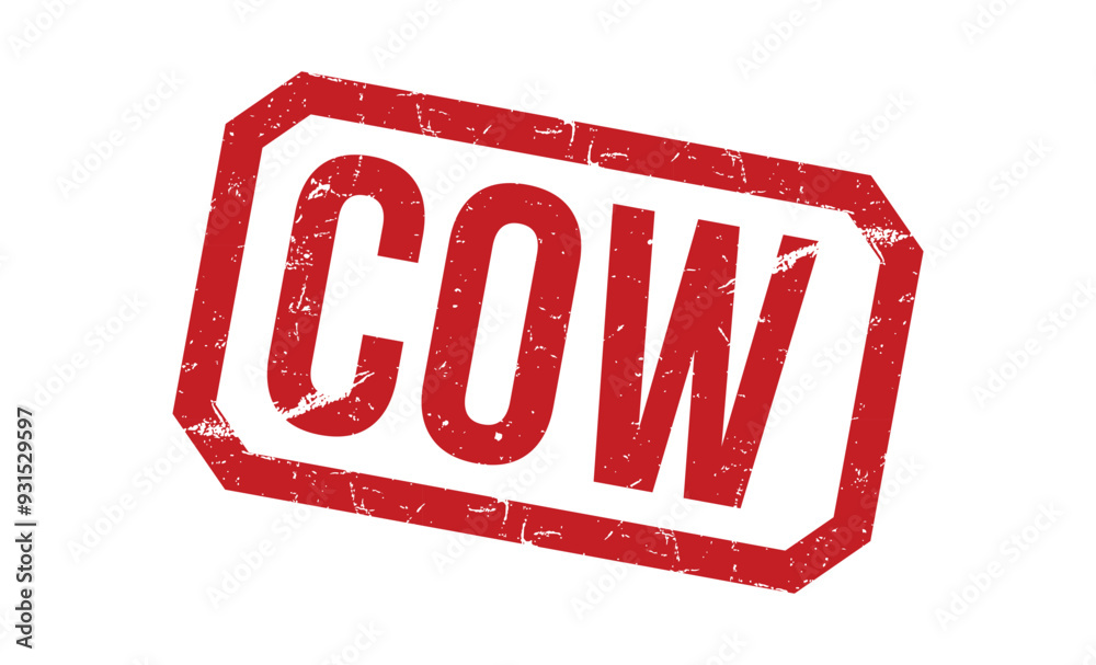 COW stamp red rubber stamp on white background. COW stamp sign. COW ...