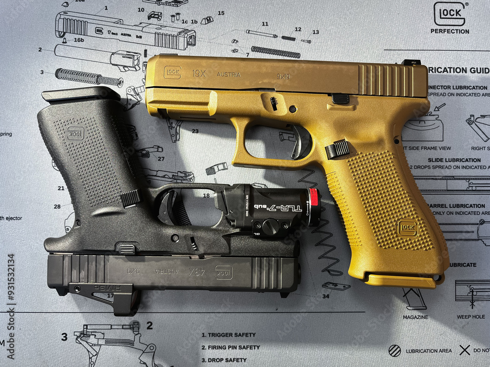 Baltic States August 20, 2024. Glock 19x and Glock 43x pistols ...