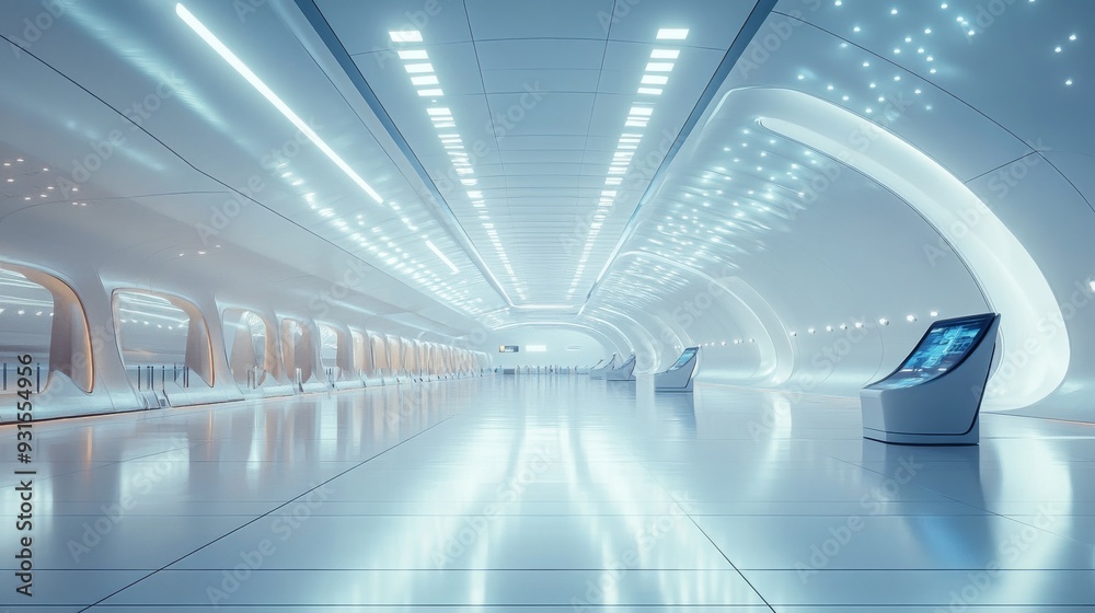 Futuristic Airport Terminal: A sleek, modern airport terminal with ...
