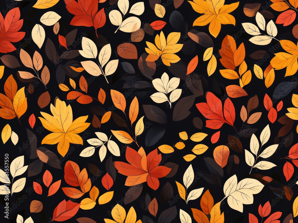 fall groovy season concept leaf warm tone flowers wavy mushroom maple ...