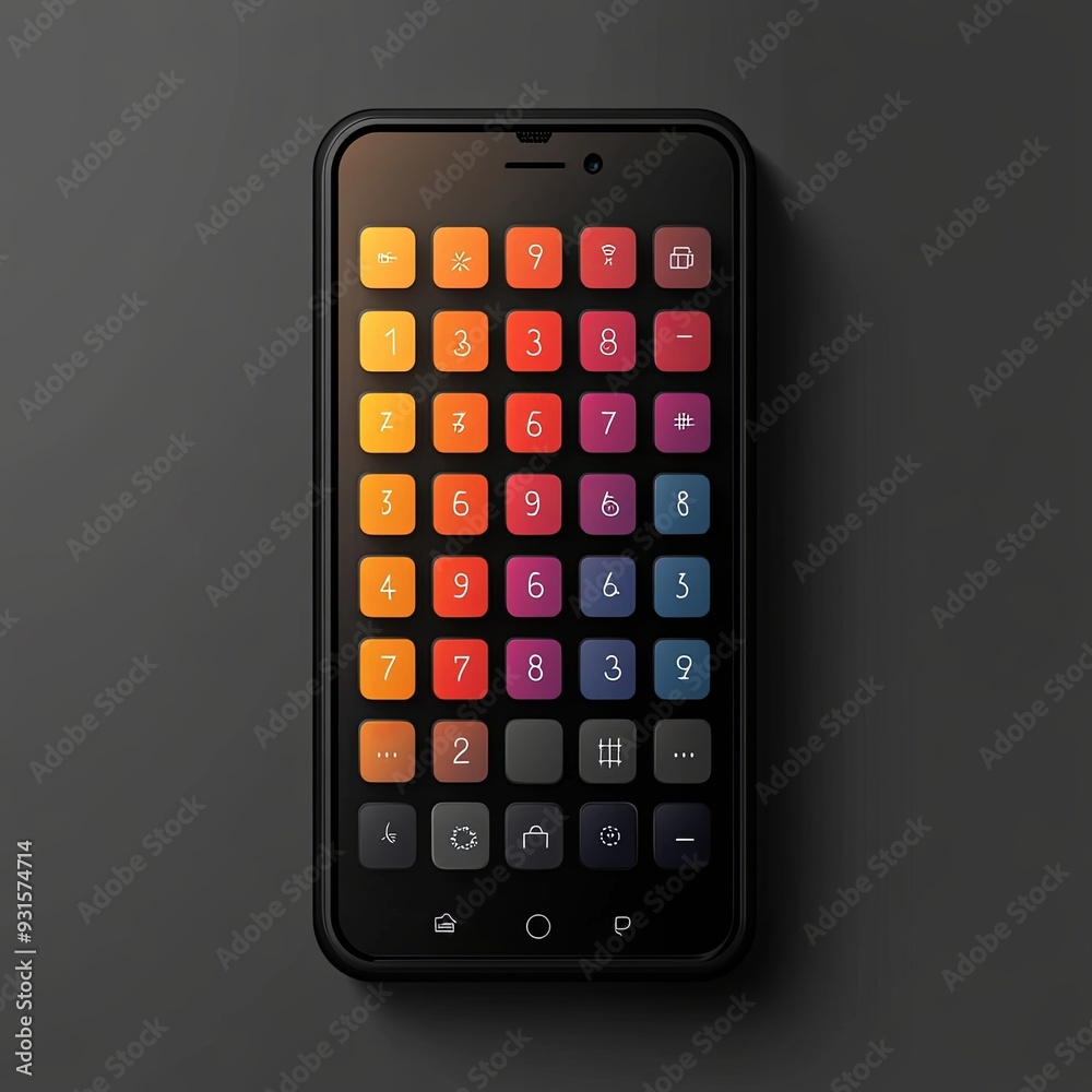Smartphone dial keypad design. Keyboard template in touchscreen device. User Keypad with numbers ...