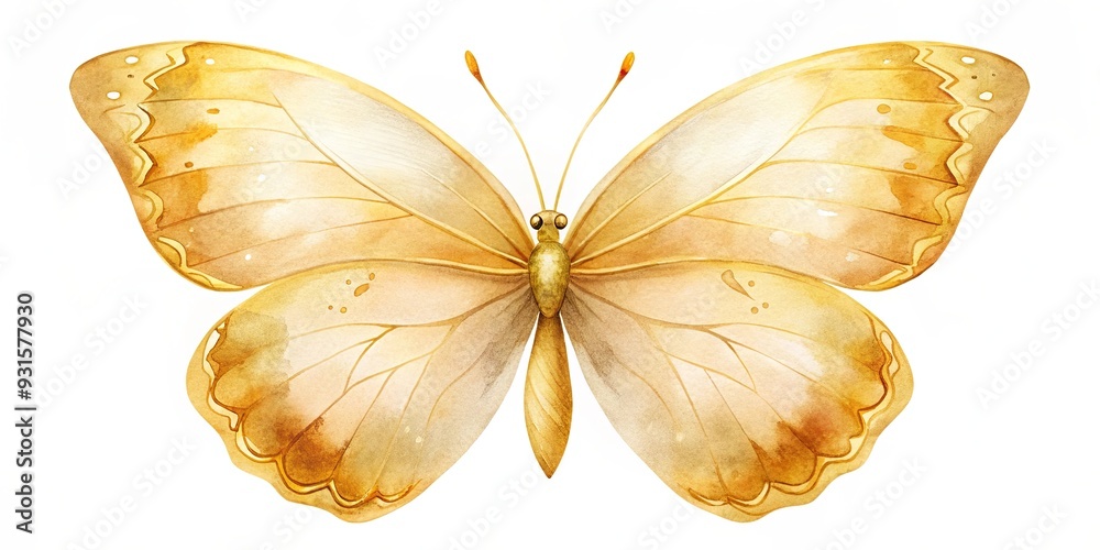 Gold butterfly watercolor pastel clipart featuring background for ...