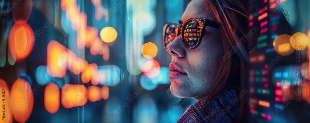 AI predictive models analyzing financial markets, front view ...