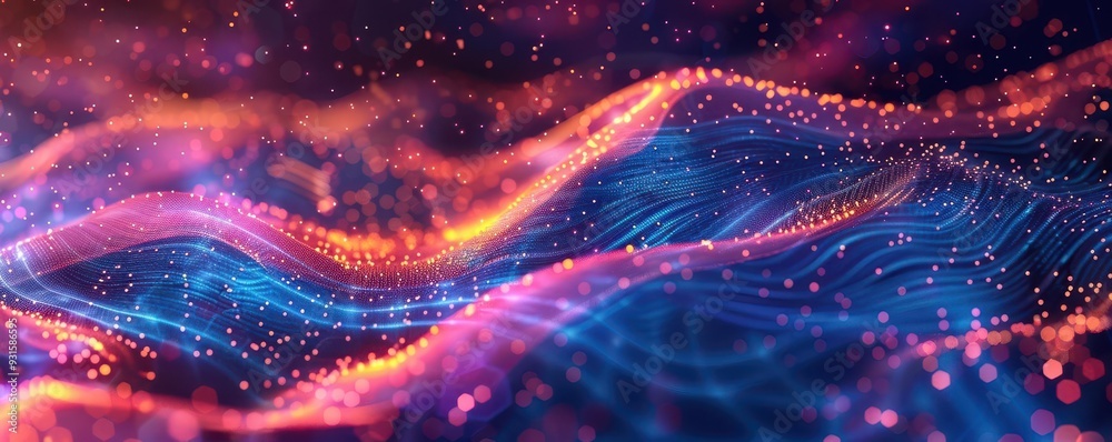 Analyzing big data streams with AI, top view, representing realtime ...