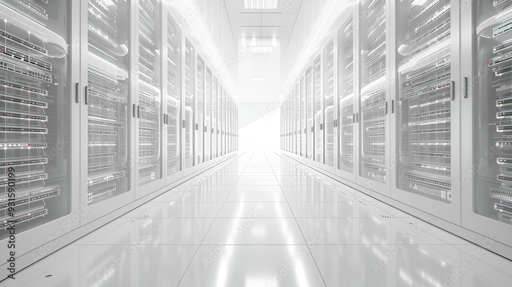 Server computer room, Data center with modern architecture featuring ...