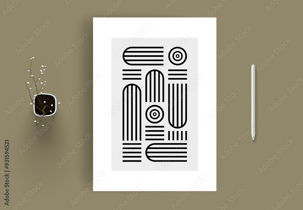 Modern Abstract Line Poster Design Template Stock Template | Adobe Stock