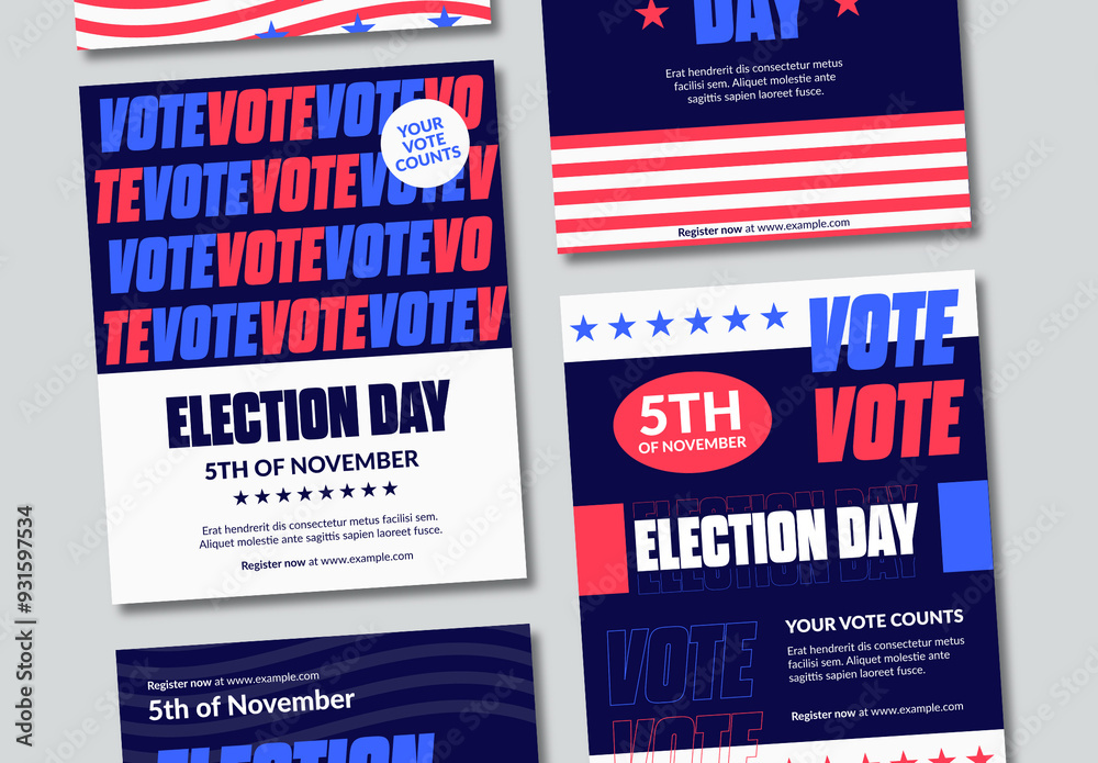 US Election Social Media Set Stock Template | Adobe Stock