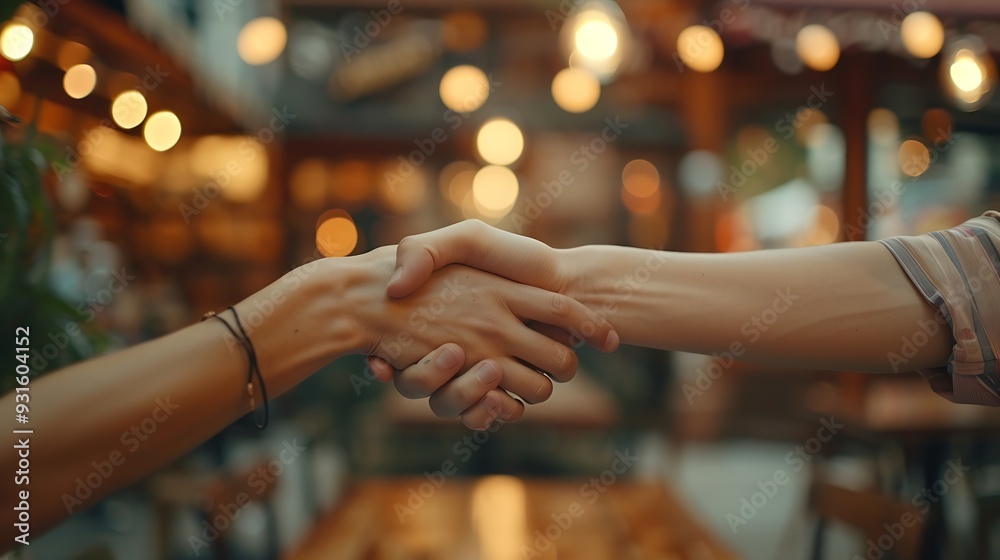 Business people meeting and handshake at cafe for introduction ...