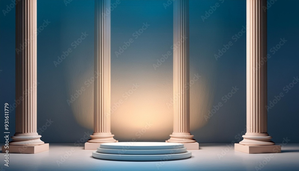 A podium that resembles ancient Greek columns or a temple structure ...