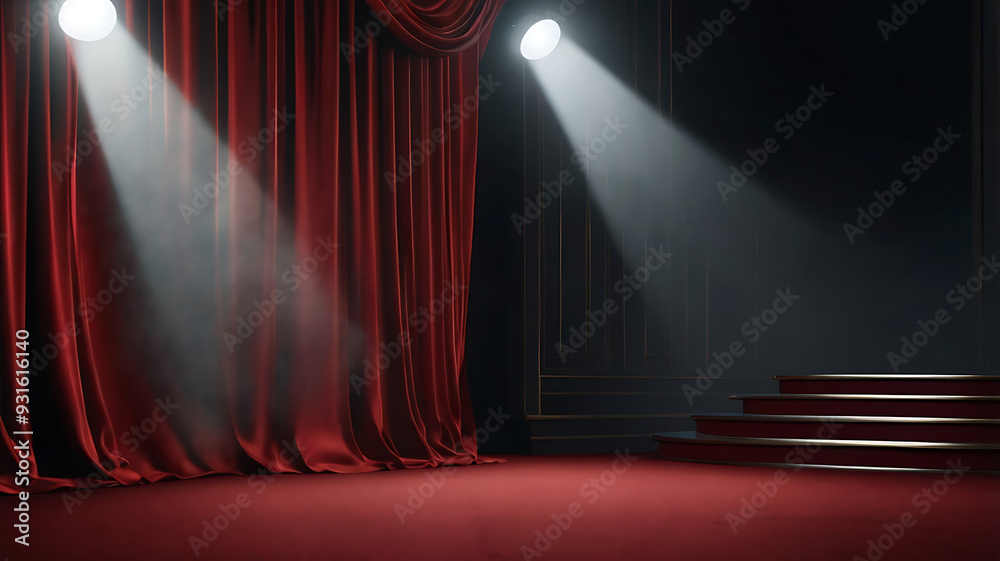 Red carpet bollywood stage maroon stage spotlight award background ...