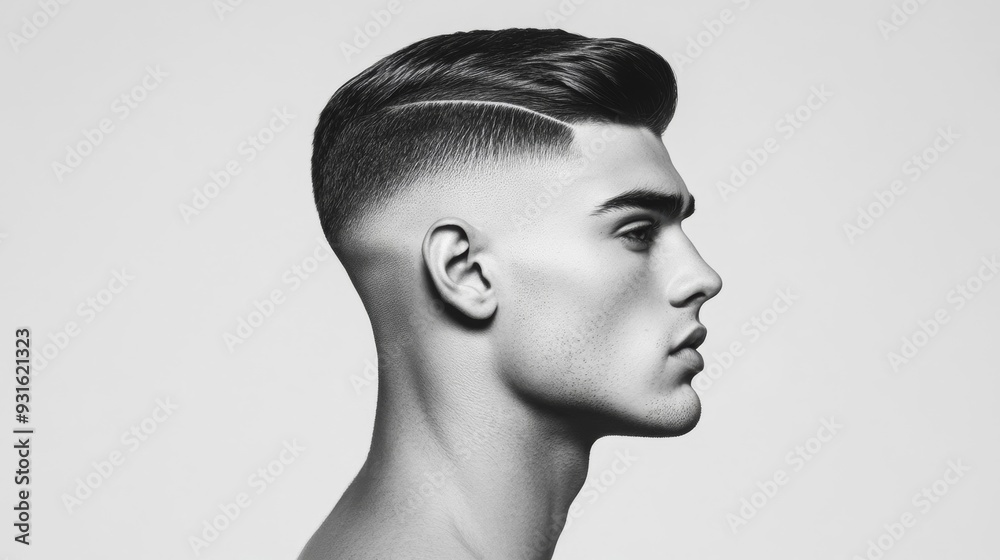 Side angle of a Boosie fade haircut with a design etched into the fade ...