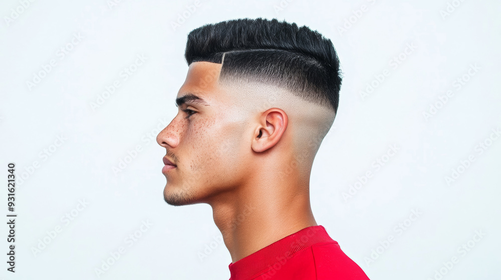 Side angle of a Boosie fade haircut with a design etched into the fade ...