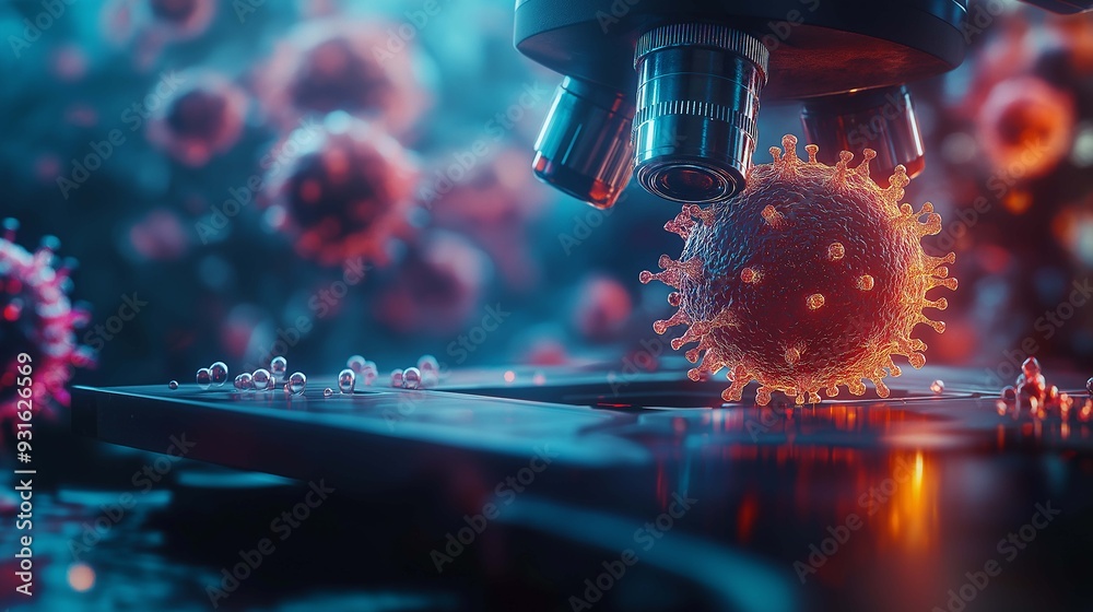 Microscope focusing on 3D DNA strands unraveling in a biology ...