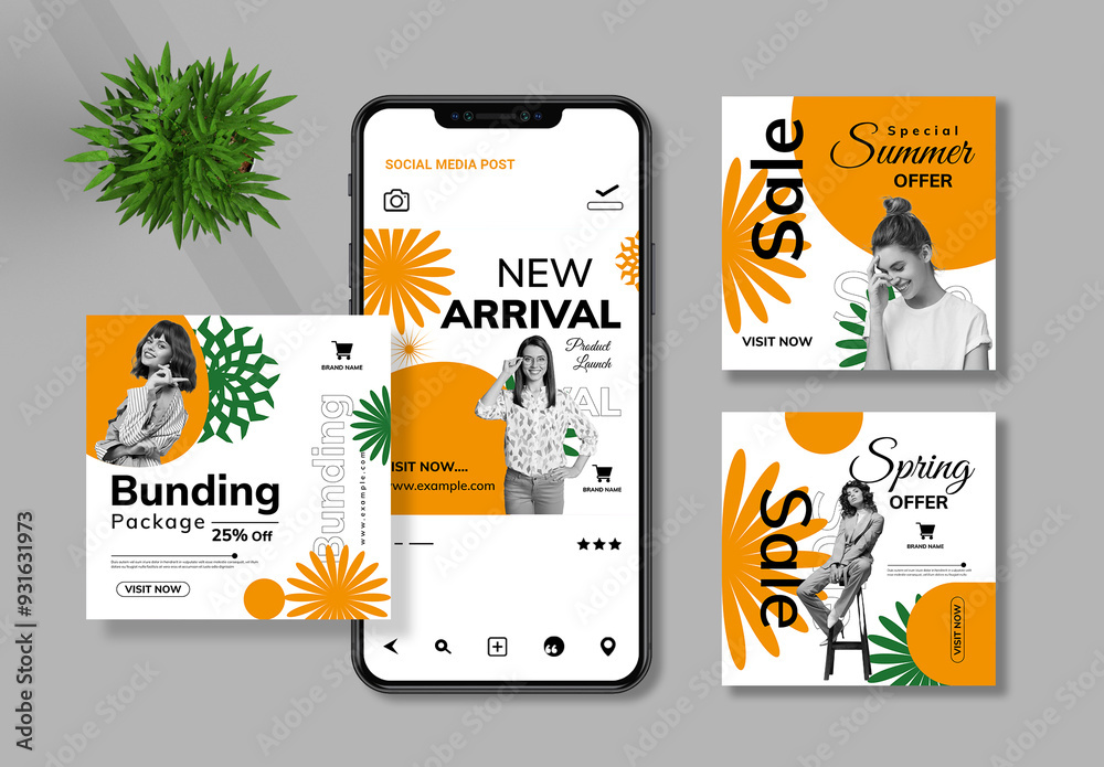 Fashion Social Media Post Set Stock Template | Adobe Stock