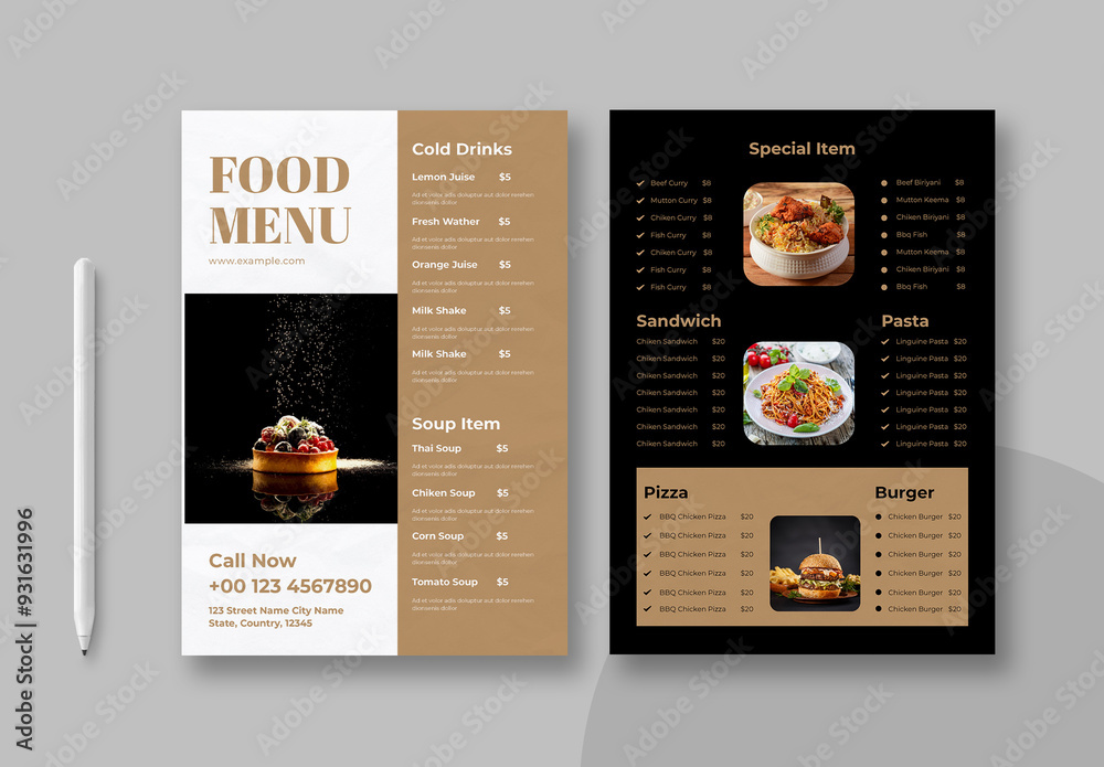 Food Menu Template Layout Stock Template | Adobe Stock