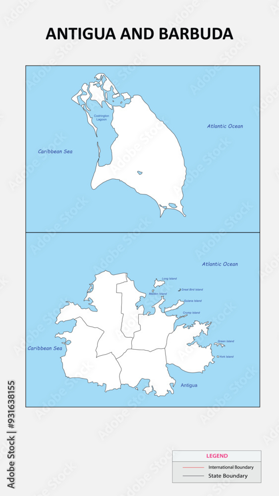 Antigua and Barbuda Map. Political map of Antigua and Barbuda with ...