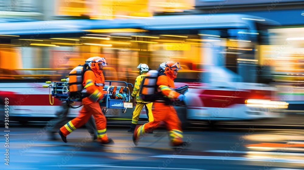 Team of emergency medical service rescuing patient. Emergency medical ...