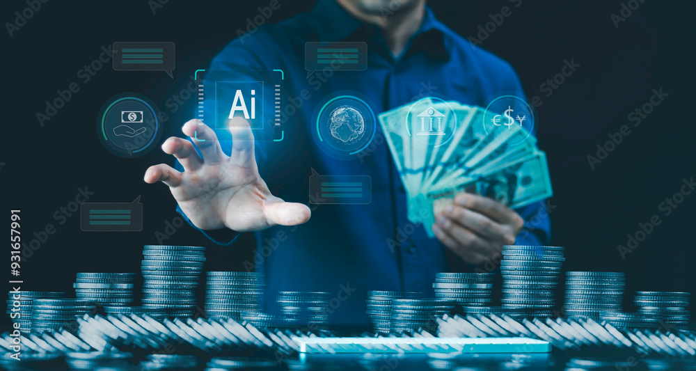 Financial artificial intelligence technology concept, Fintech, Crypto ...