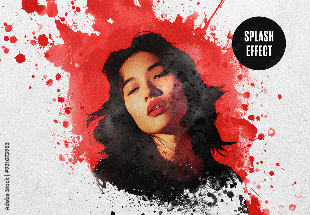 Paint Splash Photo Effect Mockup With Generative AI Stock Template ...