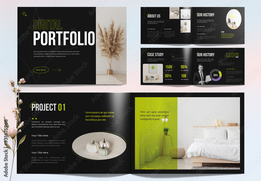 Digital Portfolio Design Landscape Brochure Template Stock Template ...
