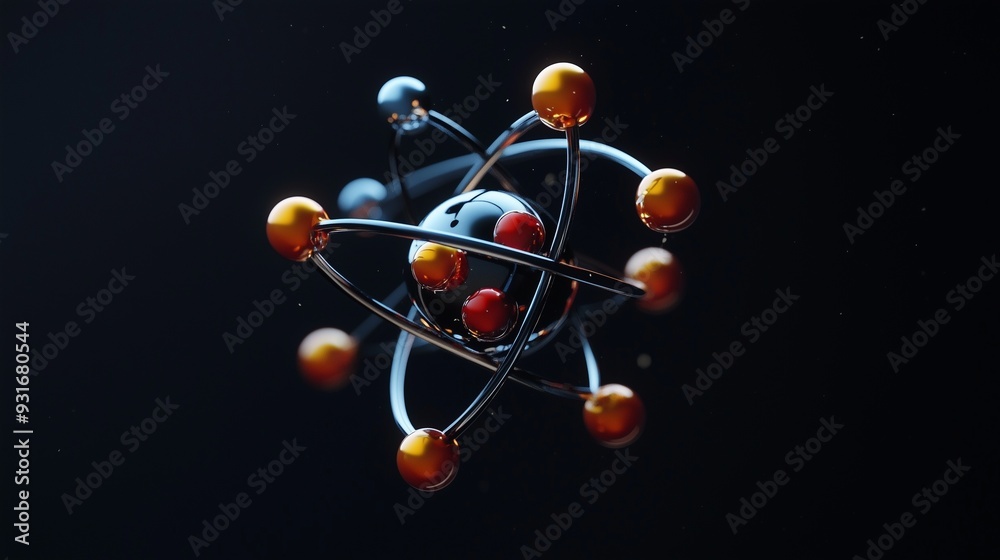 3d Model Of An Atom With Electrons Orbiting The Nucleus Symbolizing