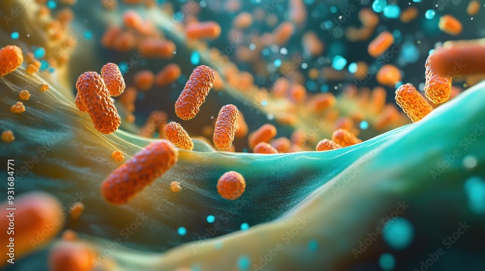 Bacteria are actively forming endospores in a colorful, dynamic ...