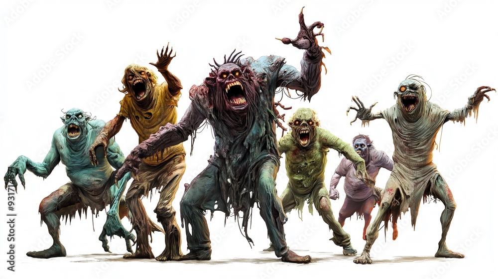 Undead Horde. A terrifying pack of grotesque zombies, each with a ...