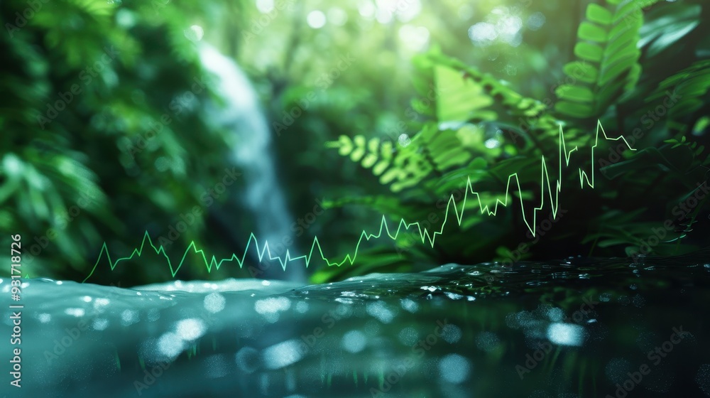 Serene Jungle Waterfall Animation, lush greenery surrounds a tranquil ...