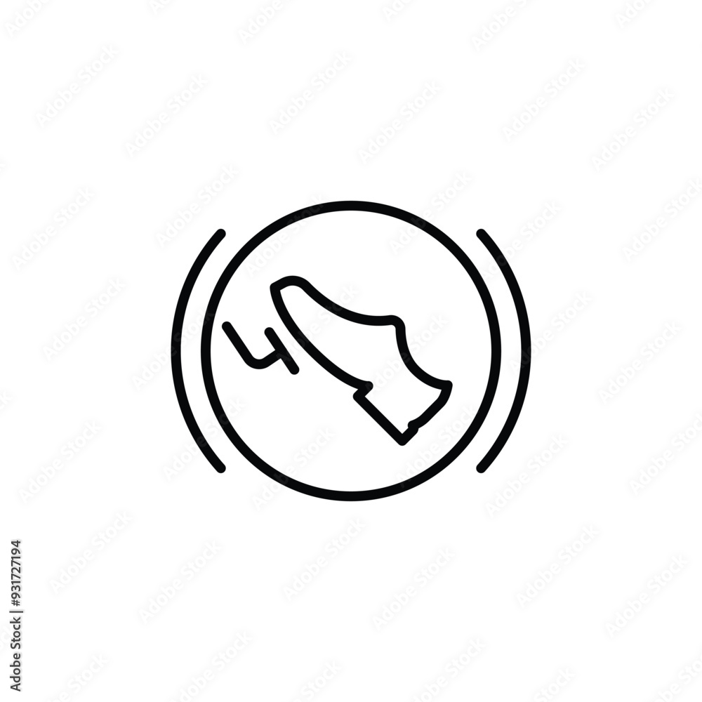 Press break pedal warning icon. Simple outline style. HMI dashboard ...