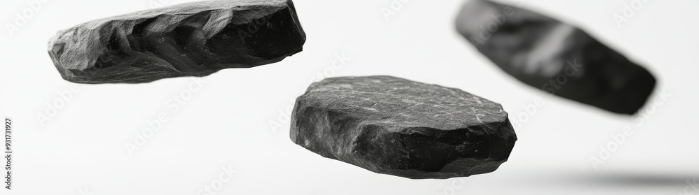 In the galaxy, meteor asteroids stones are floating in outer space on a ...