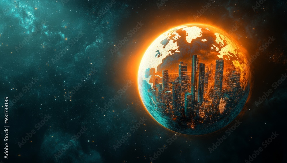 Sci-fi scenery of a mega capital city, sci-fi landscape of a fantastic ...