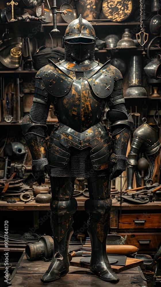 Full Body Knight Armor with Rusted Finish. Stock Illustration | Adobe Stock