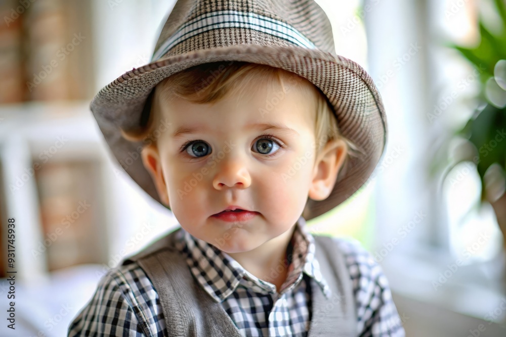 Adorable Kid with Hat - A cute child wearing a stylish hat, adding a ...