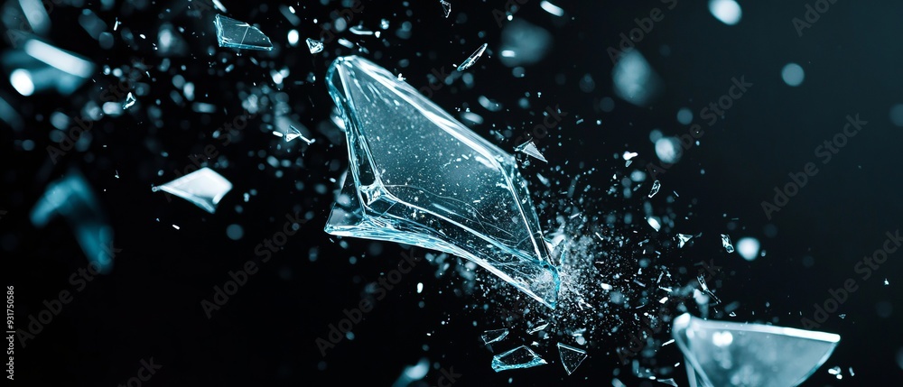 Dynamic glass texture featuring shattered pieces with bits and shards ...