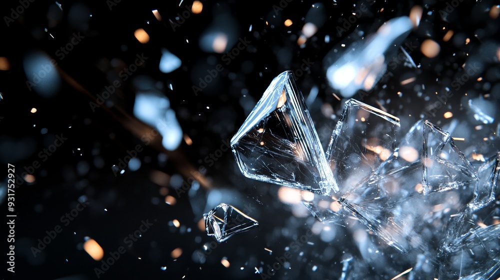 Dynamic glass texture featuring shattered pieces with bits and shards ...