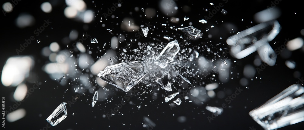 Dynamic glass texture featuring shattered pieces with bits and shards ...
