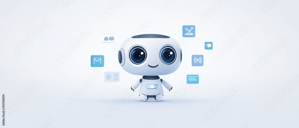 Chat Bot Icon, An engaging 2D depiction of an AI chatbot character with ...