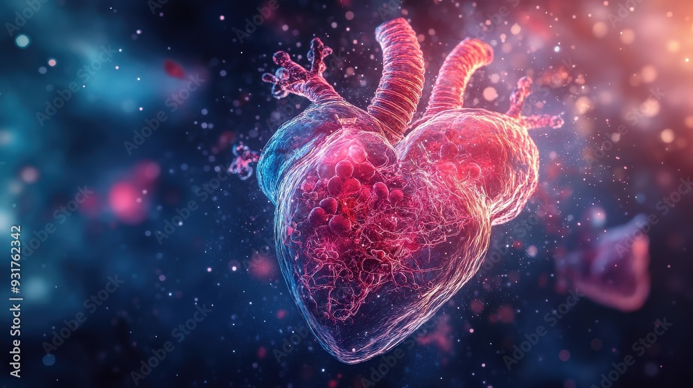 This visual depicts cardiac cells dynamically regenerating in the ...