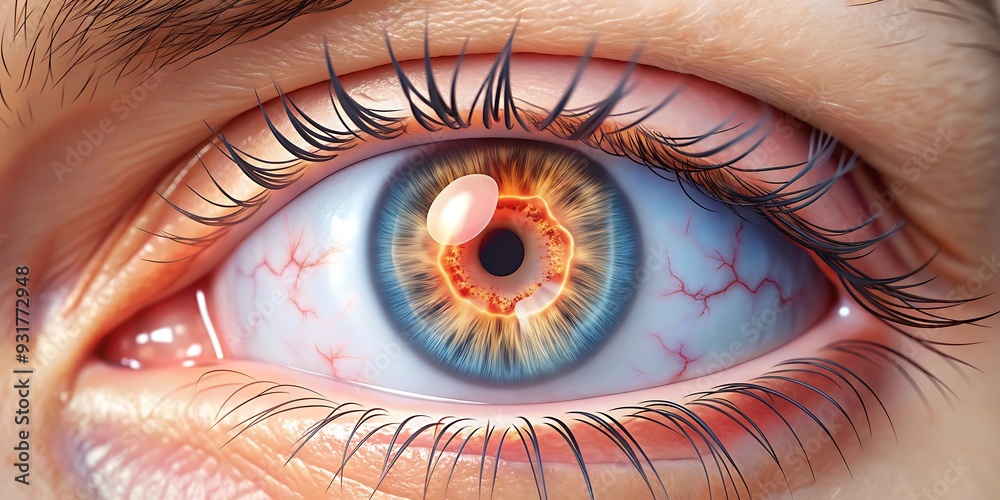 Illustration of a human eye with emphasis on orbital bone and ...