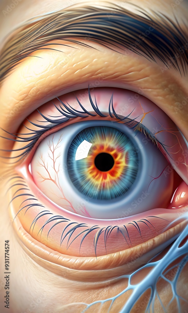 Illustration of a human eye with emphasis on orbital bone and ...