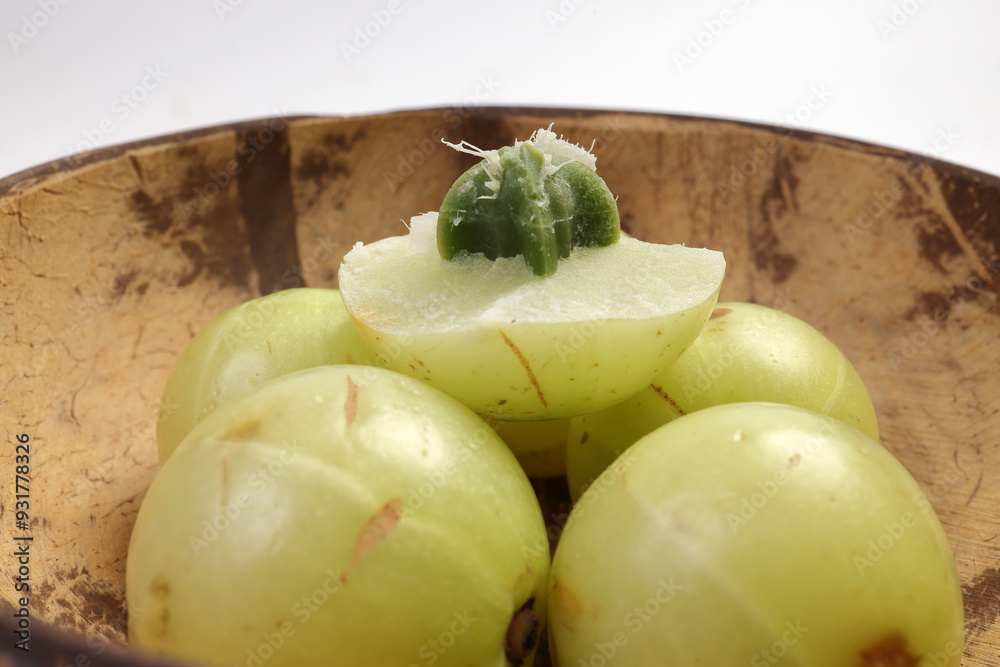 Amloki Indian gooseberry herbal medicinal healthy fruit on white ...