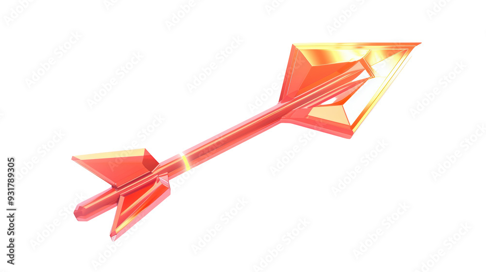 A 3D cartoon-style illustration of a red arrow model, designed to be ...