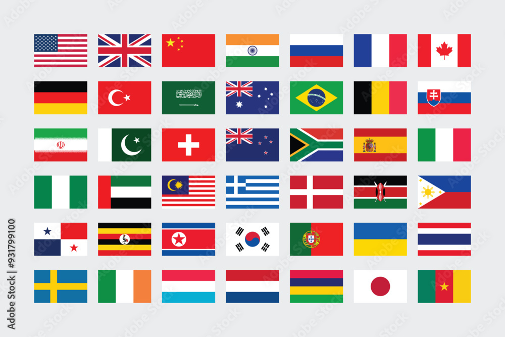 Giant Flag Collection. Set of World Country National Flag. Stock Vector ...
