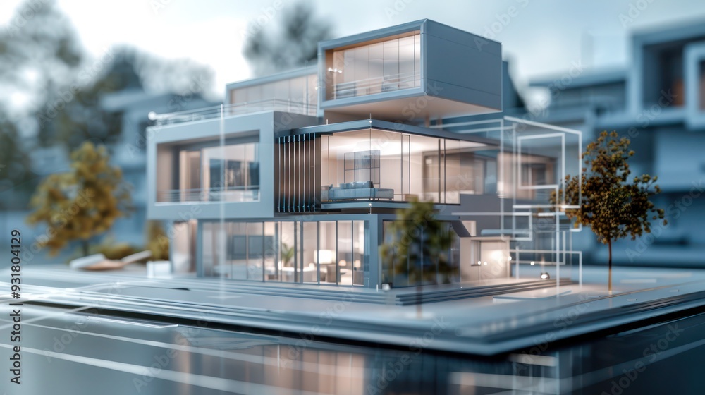 3D showroom model of an architectural project displayed on a digital ...